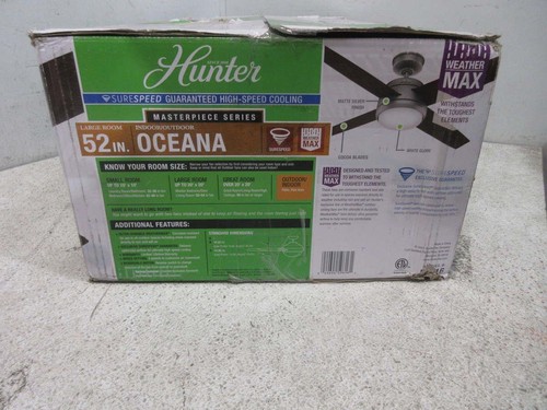 Hunter 59616 Oceana Ceiling Fan LED Light Wall Control 52" Matte Silver ...