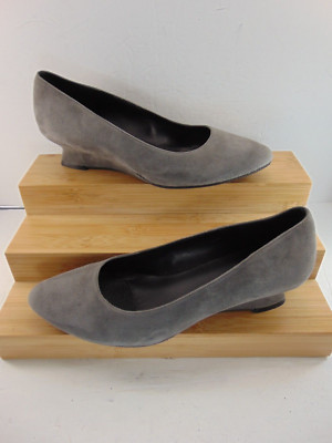 VAN ELI GRAY SOFT SUEDE LEATHER LOW WEDGE PUMP 6 1/2 M $295.00 MSRP | eBay