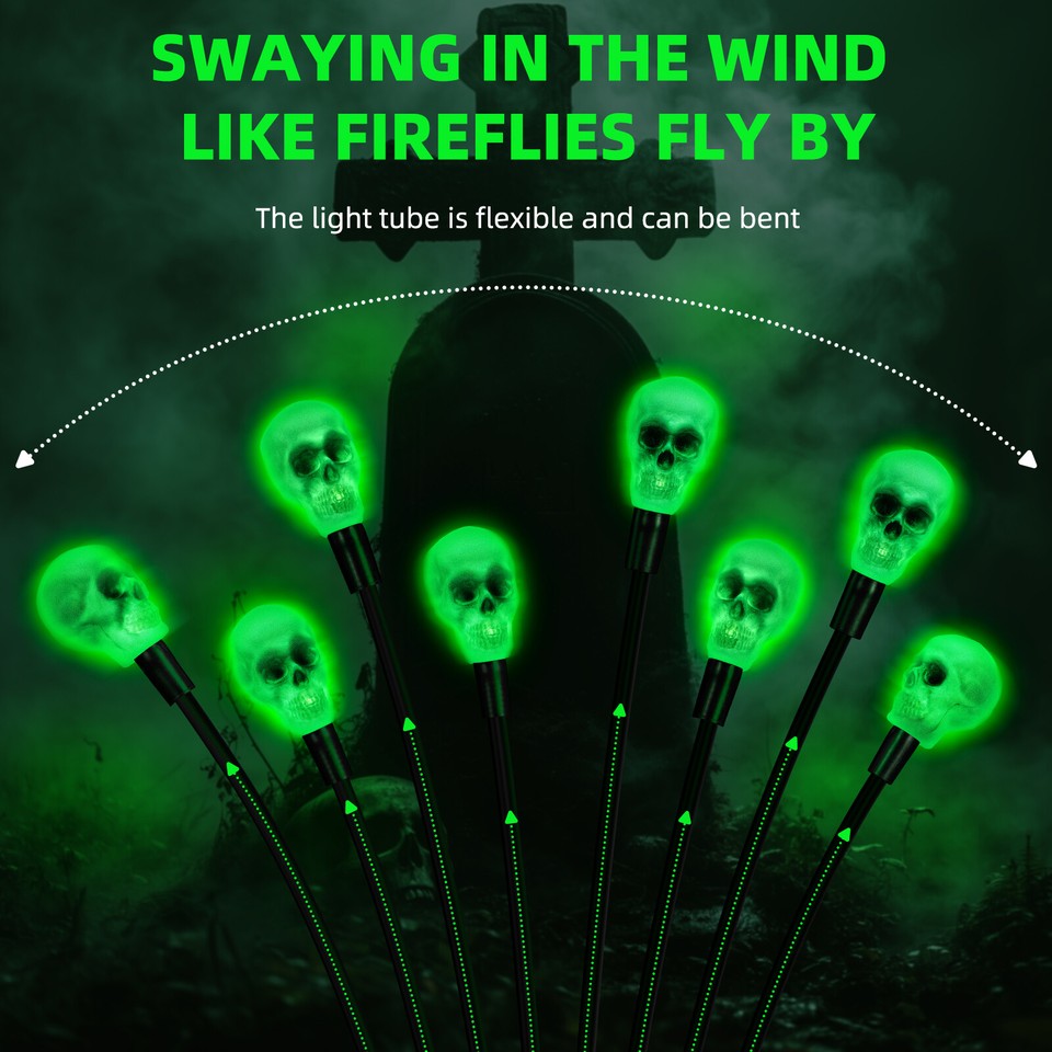 2X Halloween Decoration Outdoor Garden Solar Skull Lights Xmas Decor ...