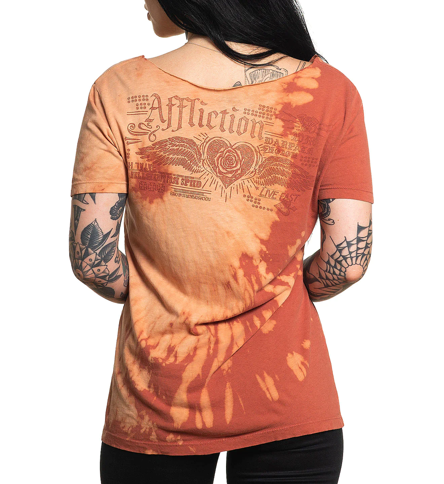 Affliction Women's T-Shirt Tragic Love Scoop Neck Biker Tattoo | eBay