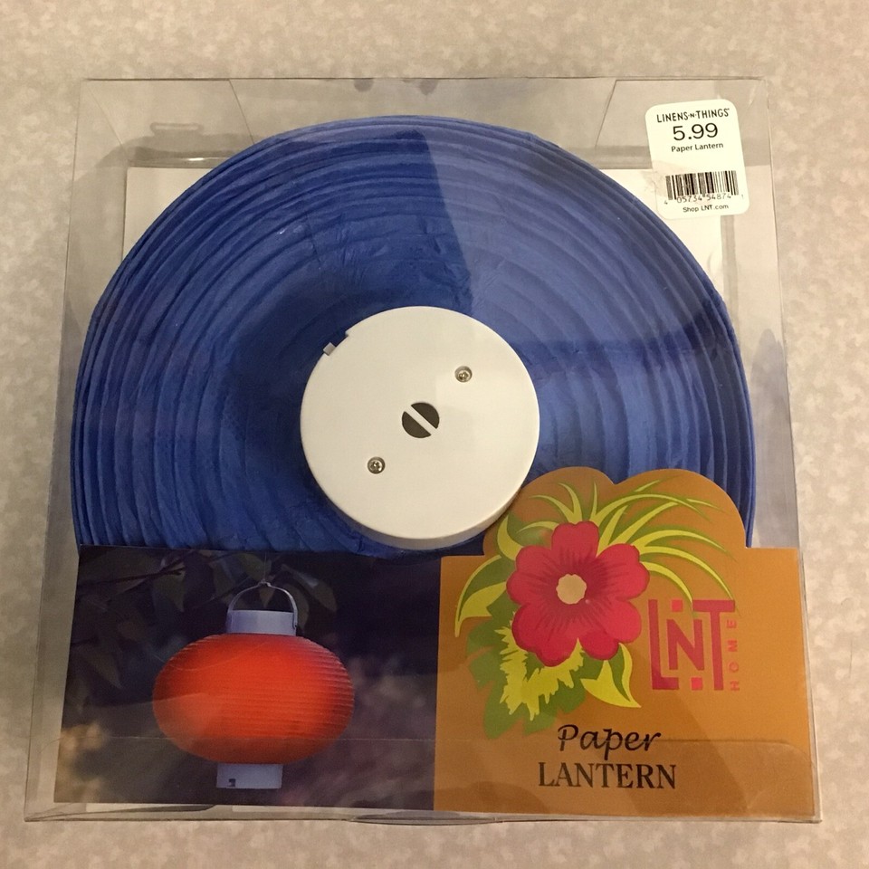 Linens & Things Vintage New 8” Blue Hanging Paper Lantern With Battery ...