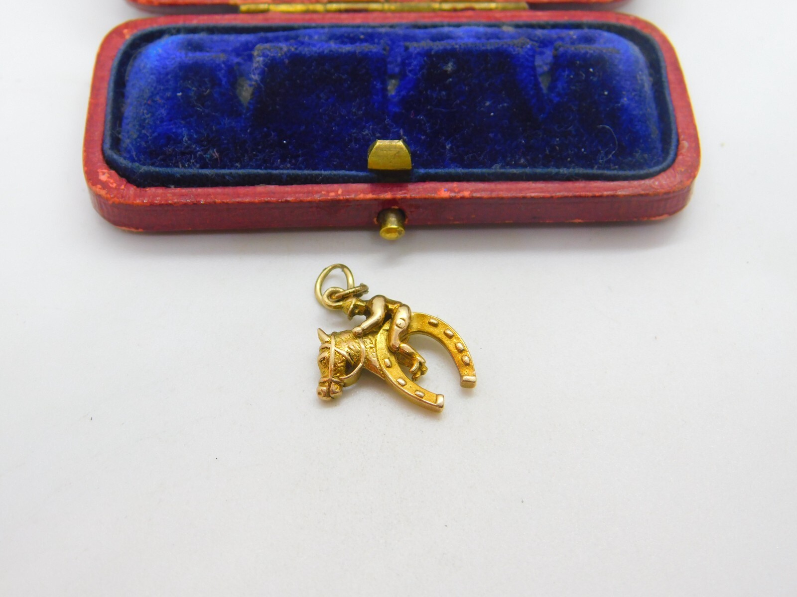 9ct Gold Racing Jockey Riding Lucky Horse Shoe Englis… - Gem