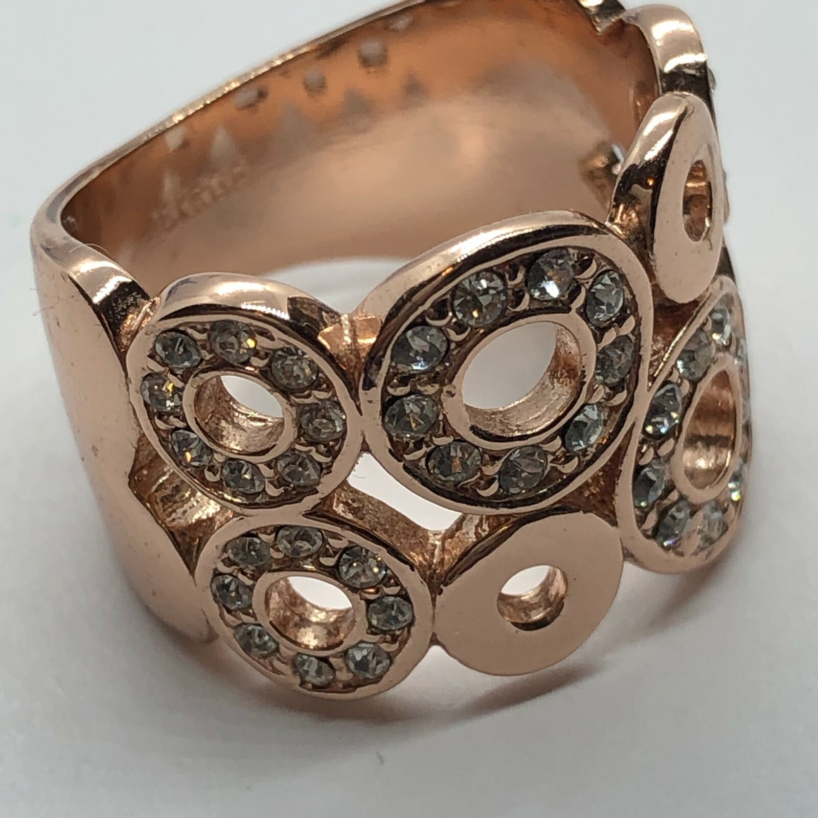 Fun Rose Gold Plated 18K RGP Thick Rhinestone Circles Ring - Size 8 | eBay