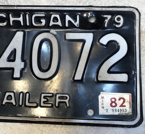 1979 MICHIGAN Trailer License Plate D24072 with 1983 Endorsement ...