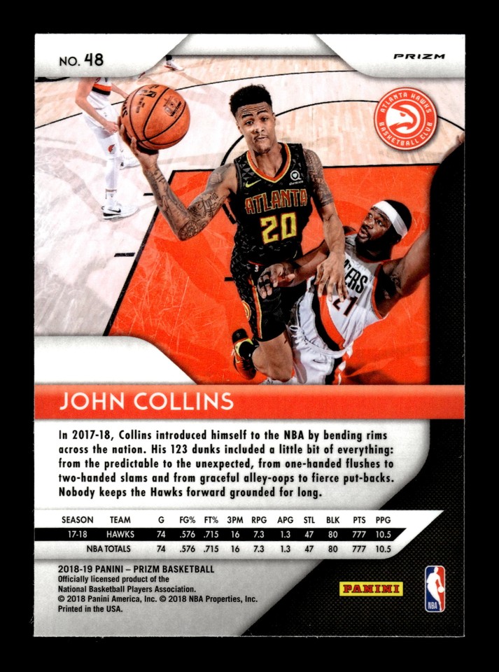 2018-19 Panini Prizm NBA #48 John Collins Ruby Wave SP Parallel Atlanta Hawks | eBay