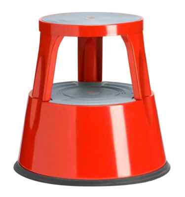 Quality Red Kick Step Stool Swift Metal Heavy Duty Roll Around Non Slip ...