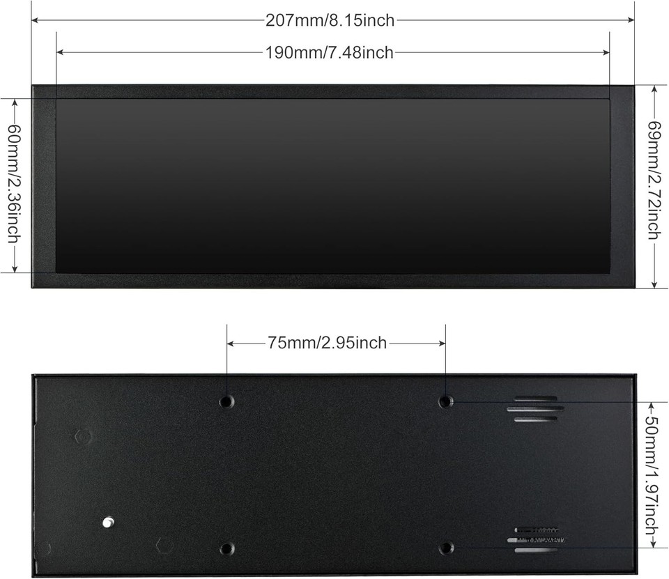 7.84 Inch Mini Monitor HD IPS 1280x400 Secondary Screen Stretched Bar ...