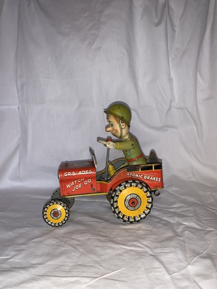 1940’s G.I. Joe And His Jouncing Jeep Tin Litho Wind Up Toy - Unique ...