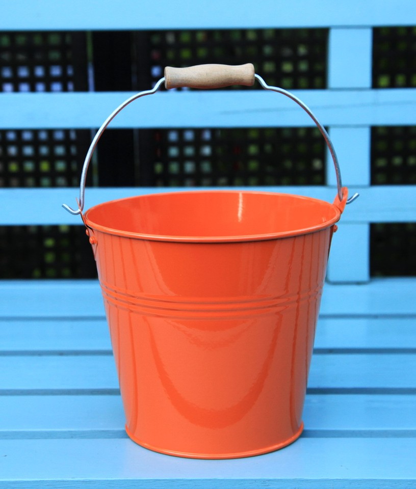 16CM METAL TIN HERB FLOWER BUCKET POT PLANTER WEDDING FAVOURS SWEET ...