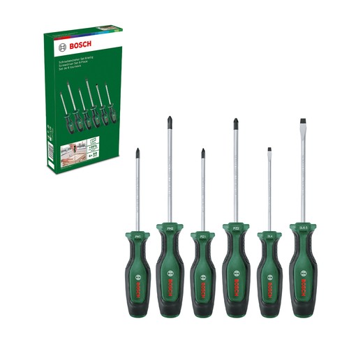 Bosch Screwdriver Set 6-Piece (PH,PZ,SL) S2 Steel; Softgrip; Magnetic ...