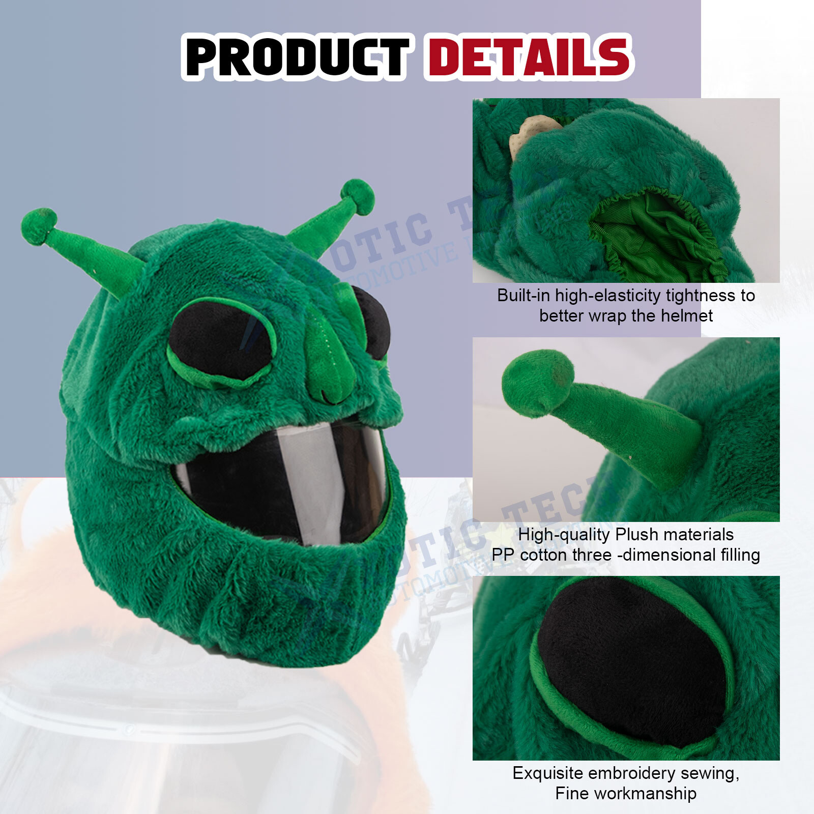 Soft Motorcycle Helmet Cover Cartoon Funny Alien Fluffy Plush Motorbike ...