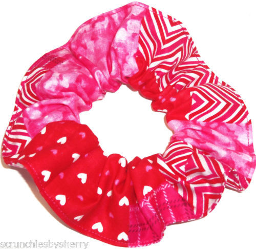 Hair Scrunchie Valentines Day Fabric Scrunchies by Sherry Hearts Kisses ...