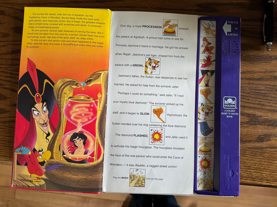 Golden Sound Story Disney Aladdin Sight Sound Book Electronic Storybook ...