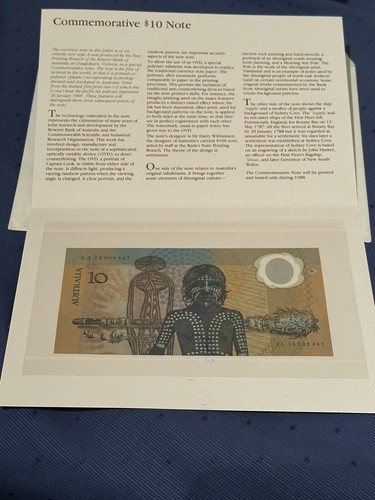 1988 First Polymer Commemorative $10 Note Folder Prefix AA16 Rare Note ...