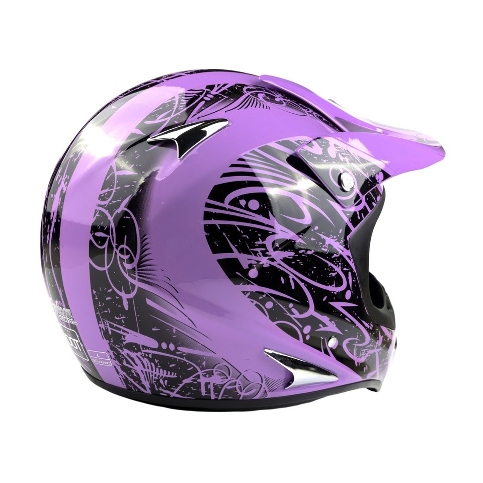 Typhoon Adult Dirt Bike Helmet ATV Off Road ORV Motocross Purple DOT ...