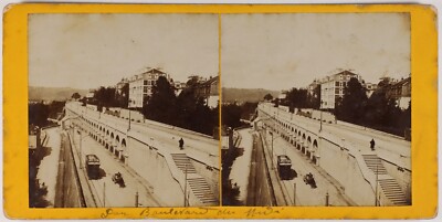 FRANCE Pau Tram Boulevard du Midi c1900 Photo Stereo Vintage Citrate ...