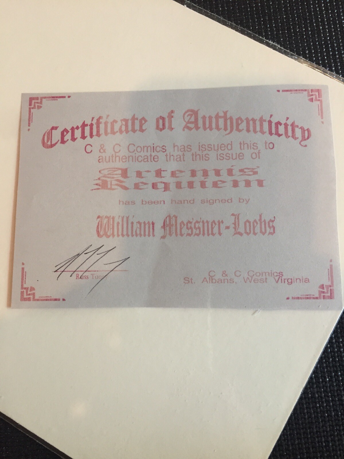 Artemis Requiem #2 Signed William Meaner-Loebs SS DC Comics Combine ...