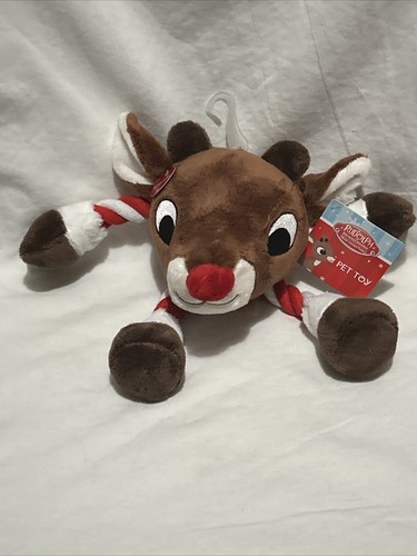 Rudolph the red nose reindeer plush squeaker dog toy 8 inches Brand New ...