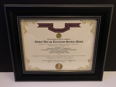 GWOT SERVICE MEDAL COMMEMORATIVE CERTIFICATE w/Free Printing | eBay