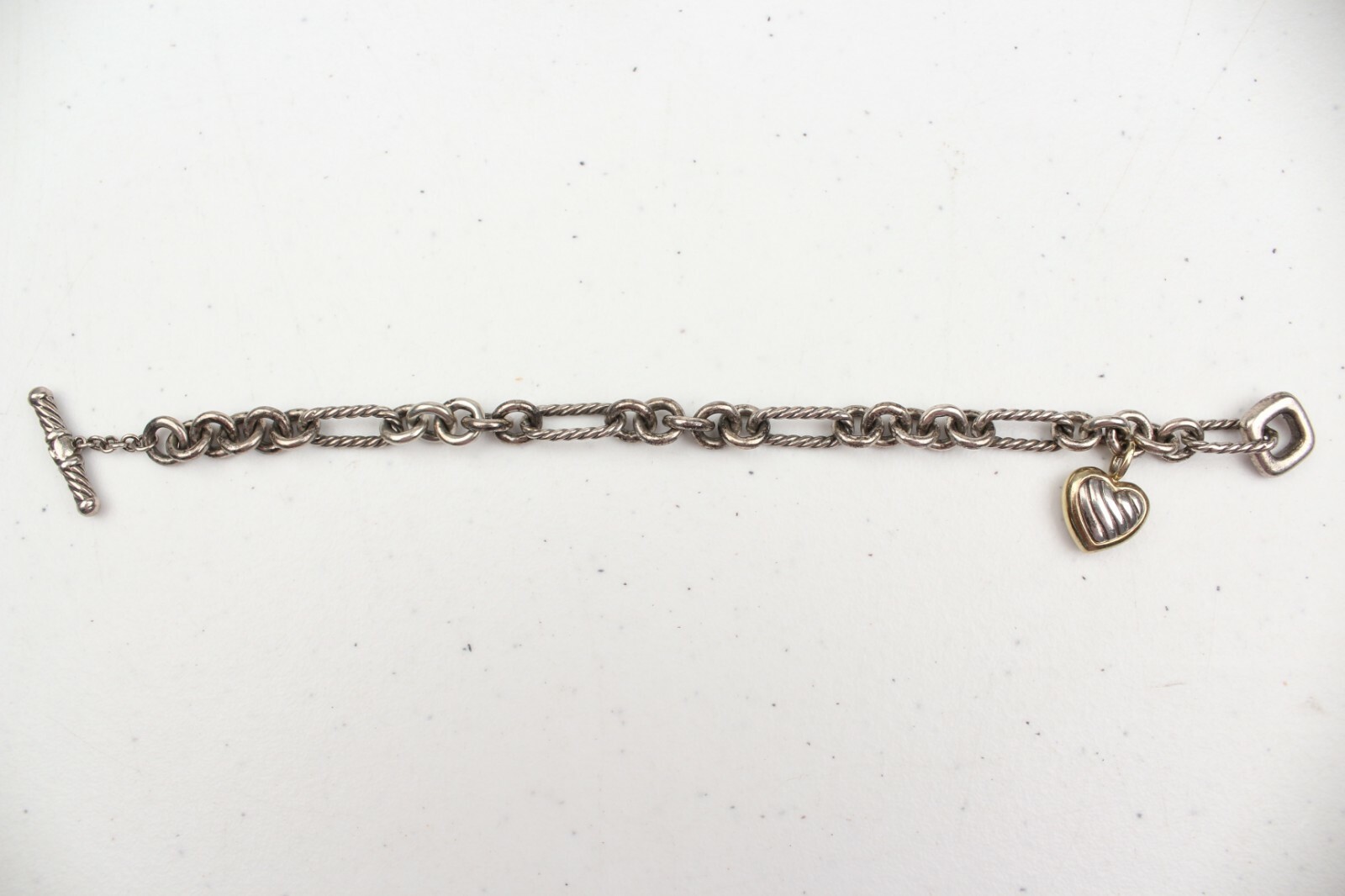 David Yurman Sterling Silver 18k Heart Charm Chain Li… - Gem