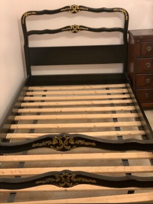 French Vintage Twin Bed Frame and Spring Box Shabby Chic Black Gold | eBay