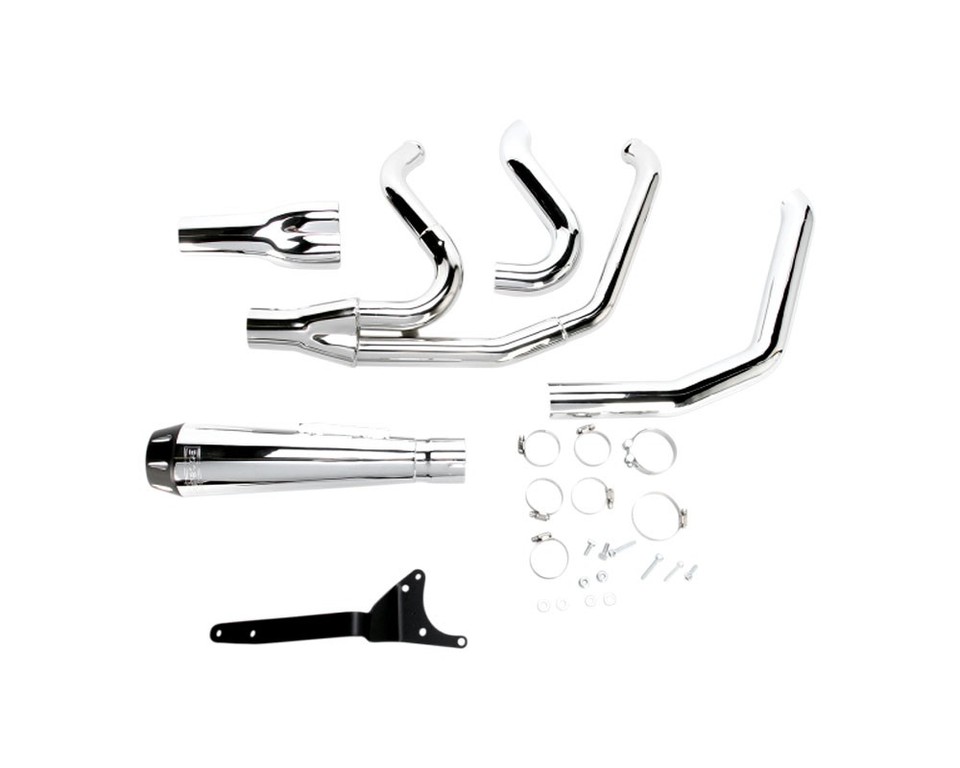Bassani Road Rage Short 21" Megaphone Chrome 2-into-1 Exhaust System ...