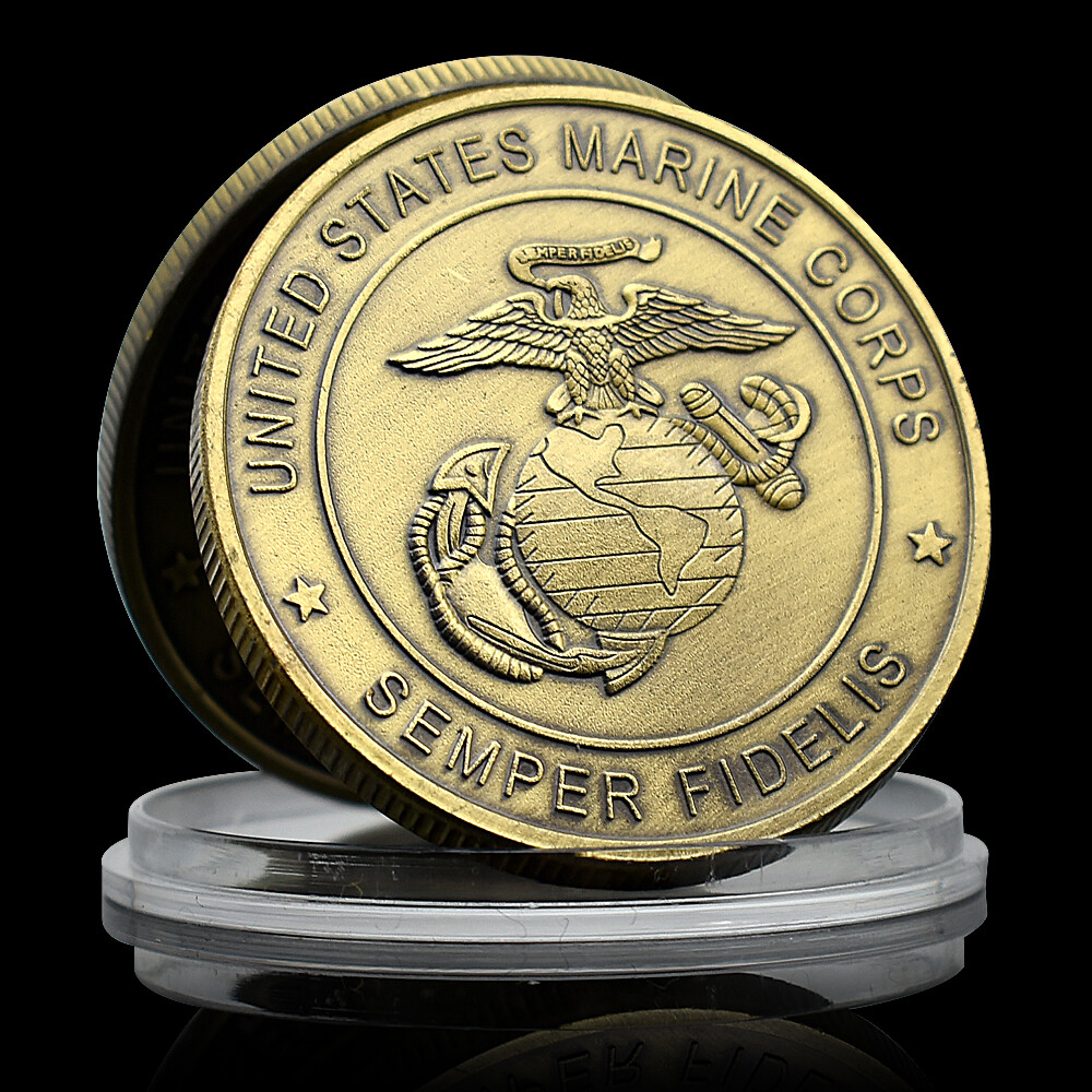 Marine Corps Copper Challenge Coin Uncommon Valor Semper Fidelis Medal ...