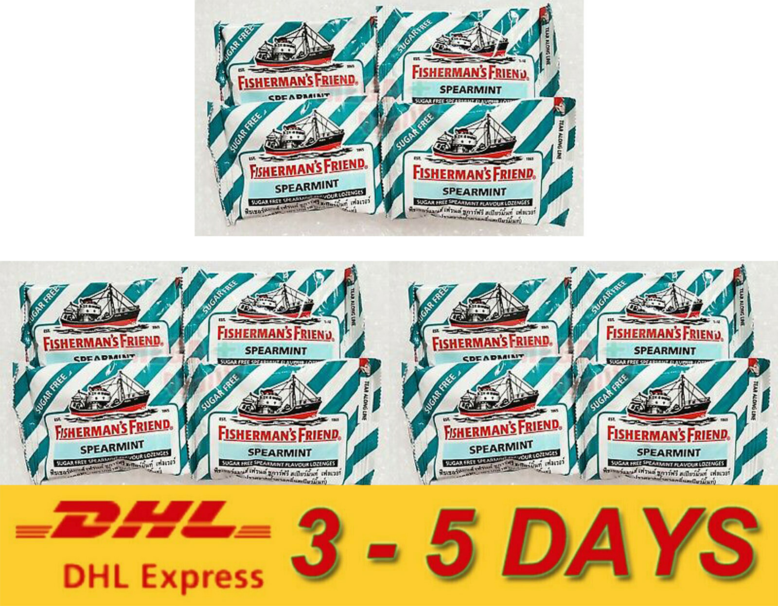 12 packs Fisherman s Friend Spearmint Flavour Lozenges Sugar Free Candy ...