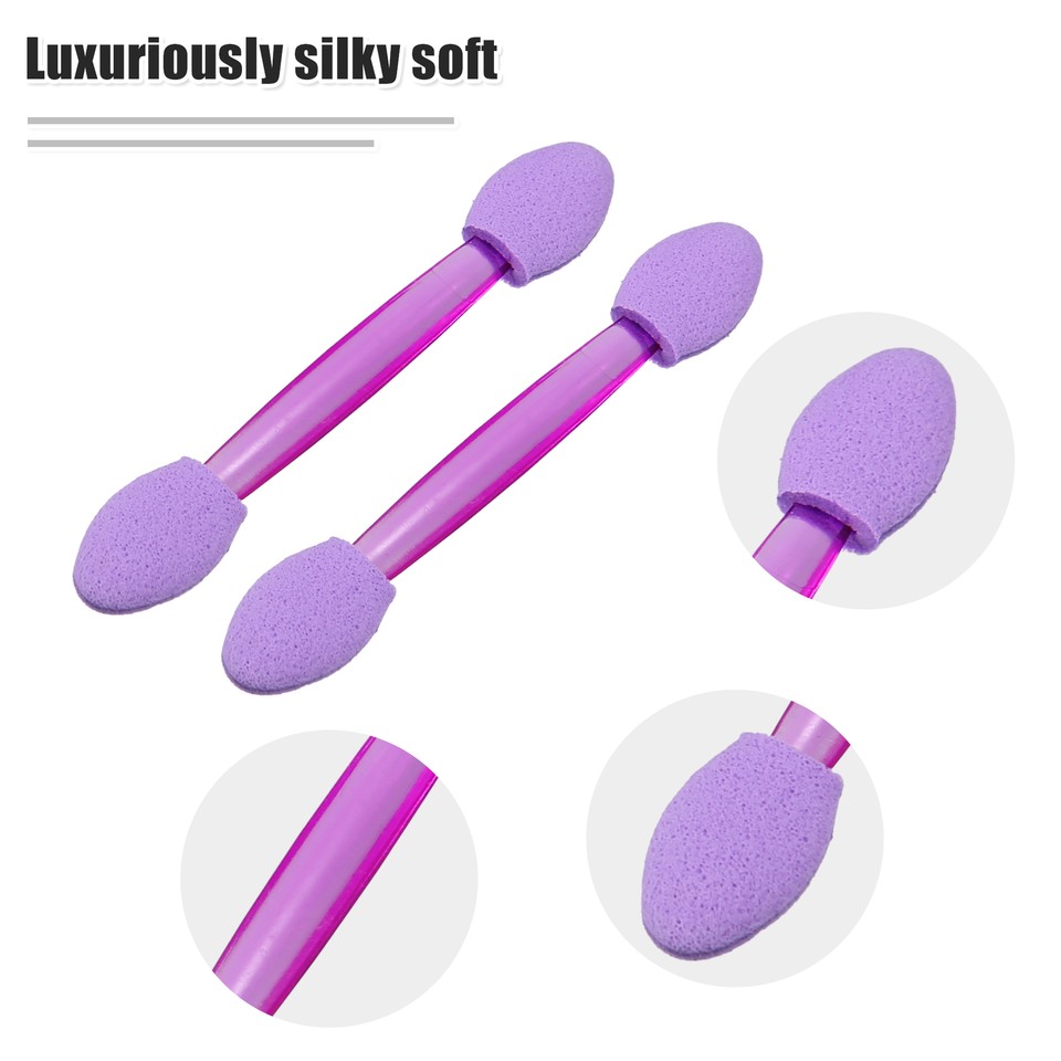 50 Pcs Dual Sides Eye Shadow Brushes Sponge Applicators with Container Purple | eBay