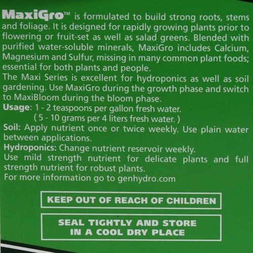 General Hydroponics MaxiGro 50 Lbs - 50lb pounds plant food growth maxi ...