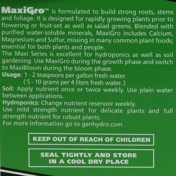 General Hydroponics MaxiGro 50 Lbs - 50lb pounds plant food growth maxi ...
