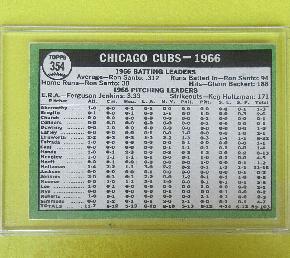 CHICAGO CUBS 1967 VINTAGE BASEBALL TEAM CARD Topps #354 | eBay