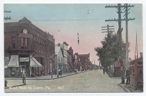PA ~ W Main Street Stores, Cigars CORRY Pennsylvania c1909 Erie County ...