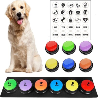 6pcs Dog Buttons for Communication Training Buzzer W/ Mat and 24 Scene ...