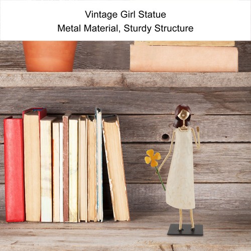 Metal Girl Statue Vintage Iron Art Standing People Figurine Desk ...