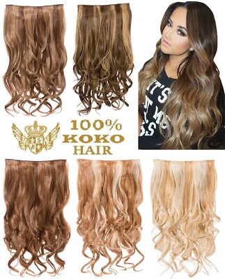 KOKO Hair 180g Streak Highlighted One Piece/Weft Curly Clip-in ...