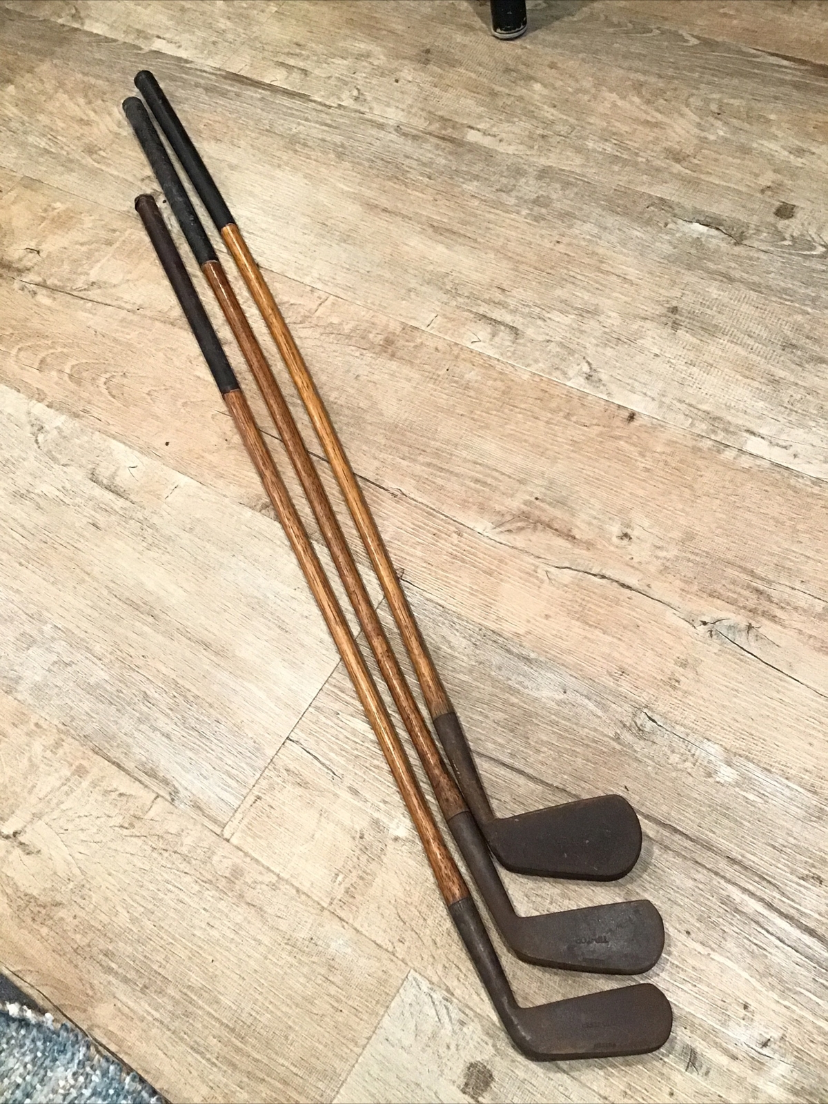 Set of 3 Vintage Tip-Top Hickory Shaft Iron Set RH Mashie, Mid Iron ...