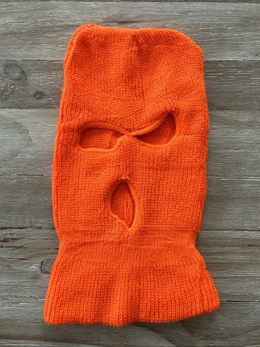 Vintage Ski Mask 3 Hole Safety Hunter Orange FullFace Cover Robber ...