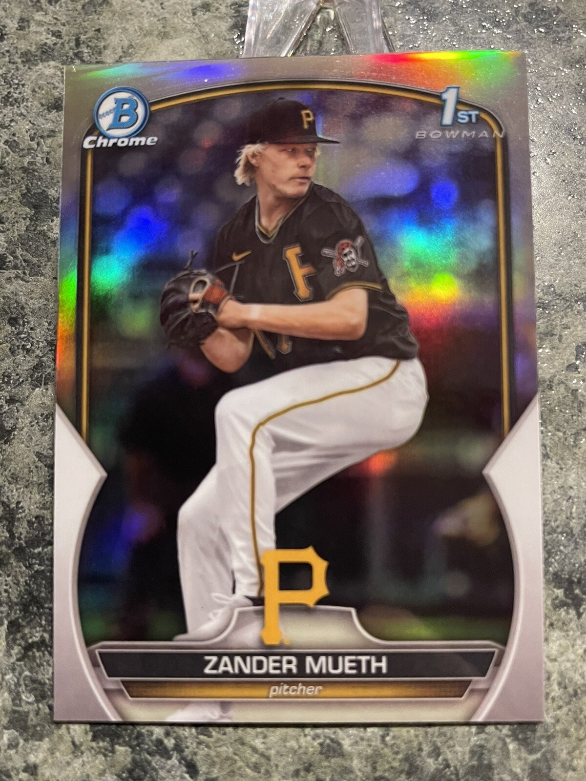 Zander Mueth 1st Bowman 2023 Bowman Chrome Refractor Draft Card #BDC ...