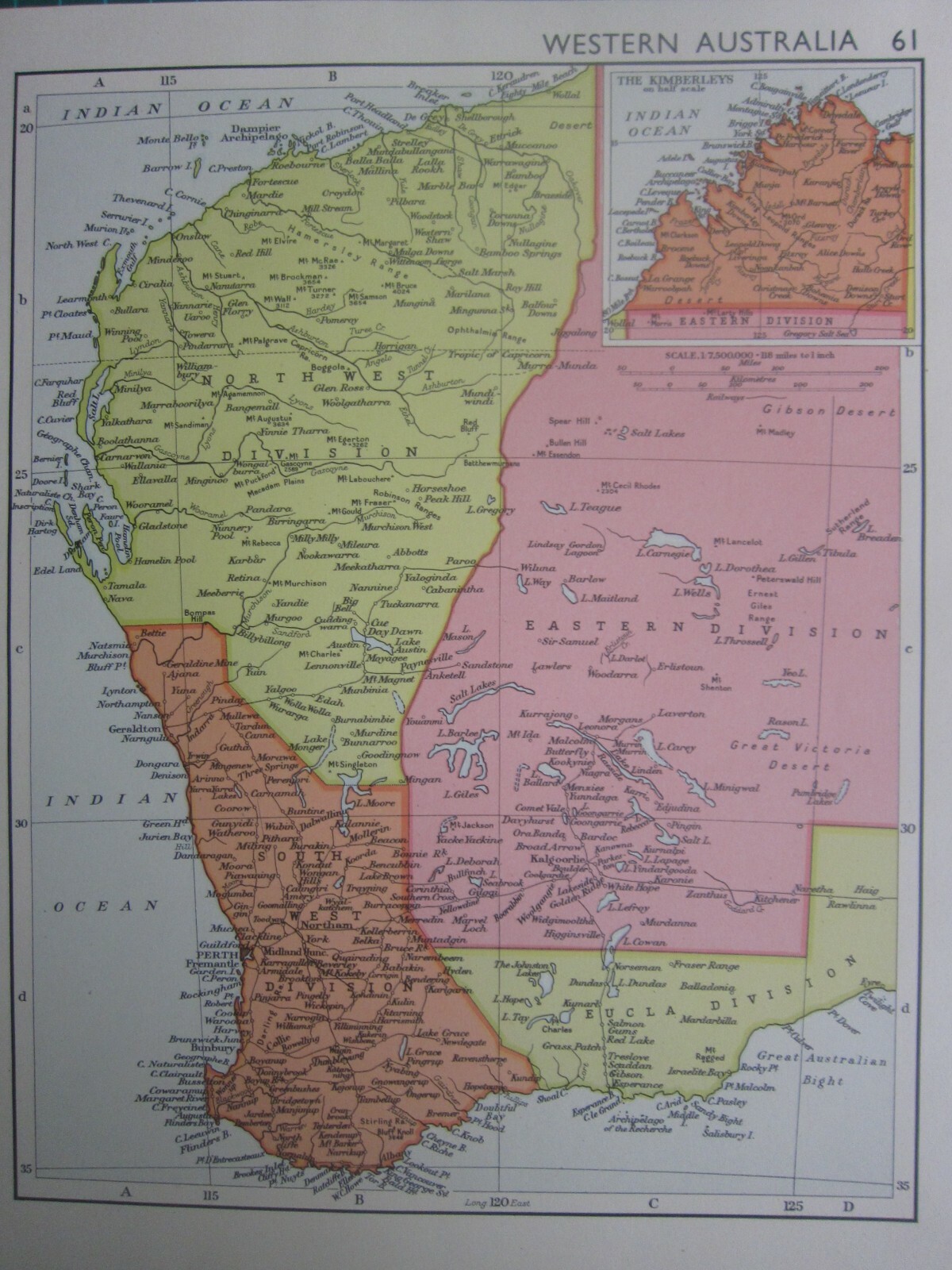 1952 MAP ~ WESTERN AUSTRALIA PERTH EUCLA DIVISION | eBay