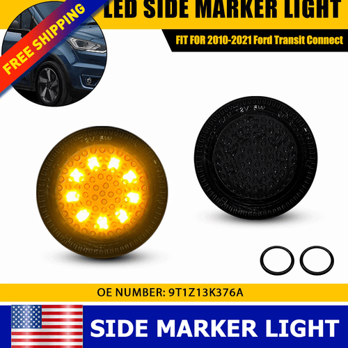 For 2010-2021 Ford Transit Connect Smoked LED Side Fender Turn Signal ...