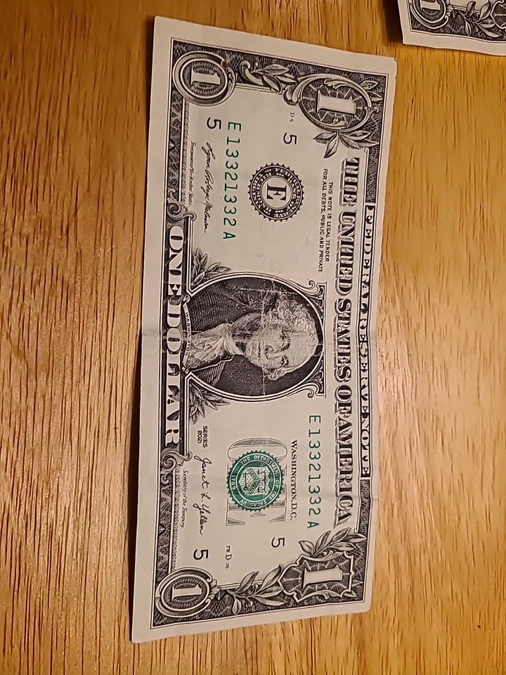 13321332. $1 FRN Fancy Repeater Serial Number. | eBay