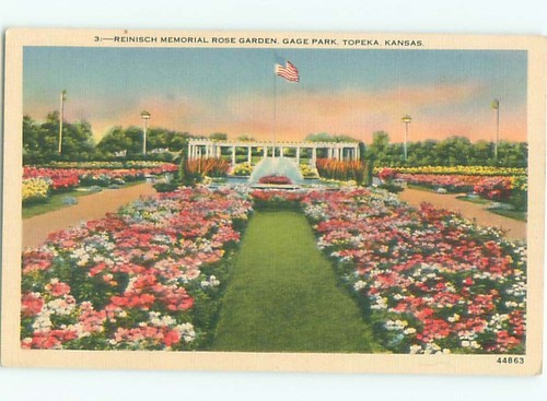 Linen GARDEN SCENE Topeka Kansas KS o/10 AF6952 | eBay