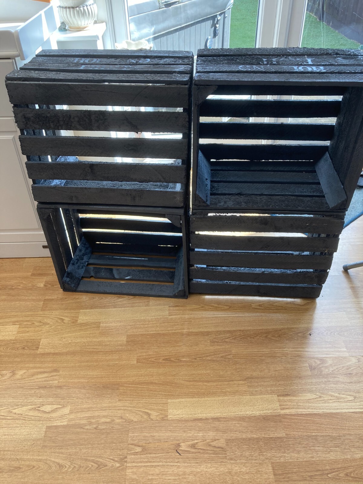 Vintage wooden fruit boxes, painted (4 of them) 57cms L x 40 cms W x ...