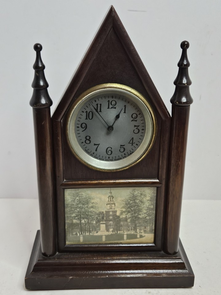 Antique 1920's NEW HAVEN CLOCK CO. 8 Day Mahogany Steeple Mantel Shelf ...