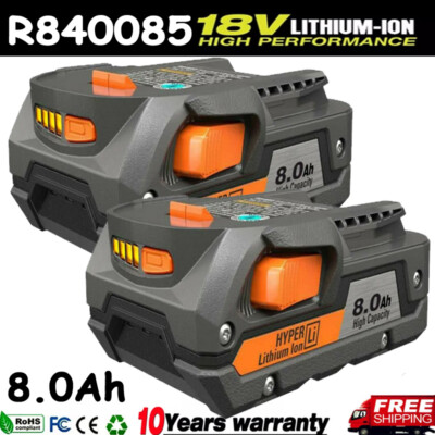 8AH 18VOLT Battery for Ridgid R840085 6Ah 4Ah Lithium Battery Rigid 18V ...