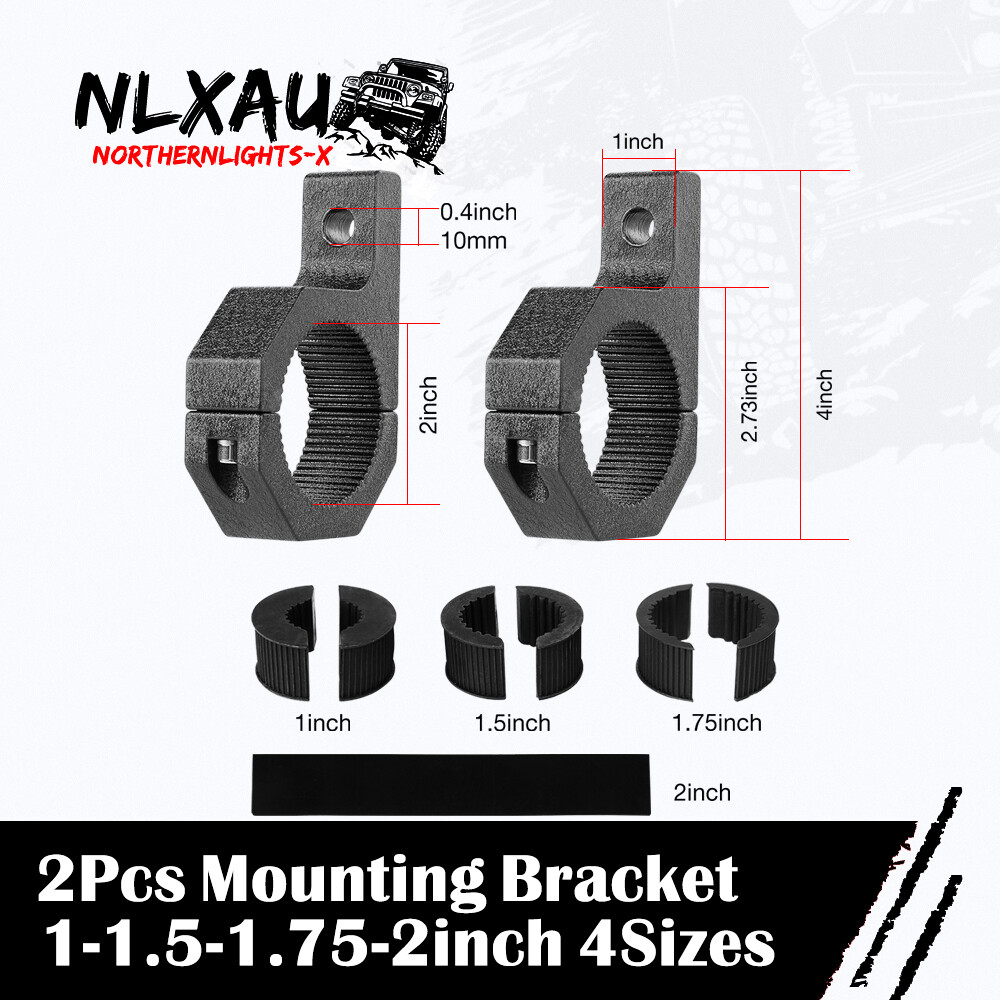 4x 25-50mm Bullbar Pipe Mount Bracket Clamps LED Work Light Bar + 4 set ...