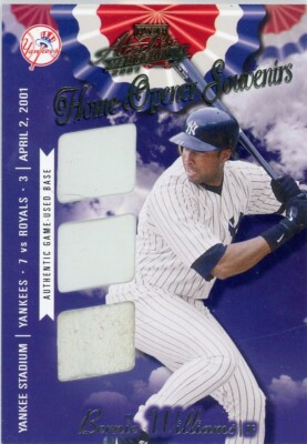 BERNIE WILLIAMS 2001 PLAYOFF ABSOLUTE HOME OPENER TRIPLE BASE RELIC SP ...
