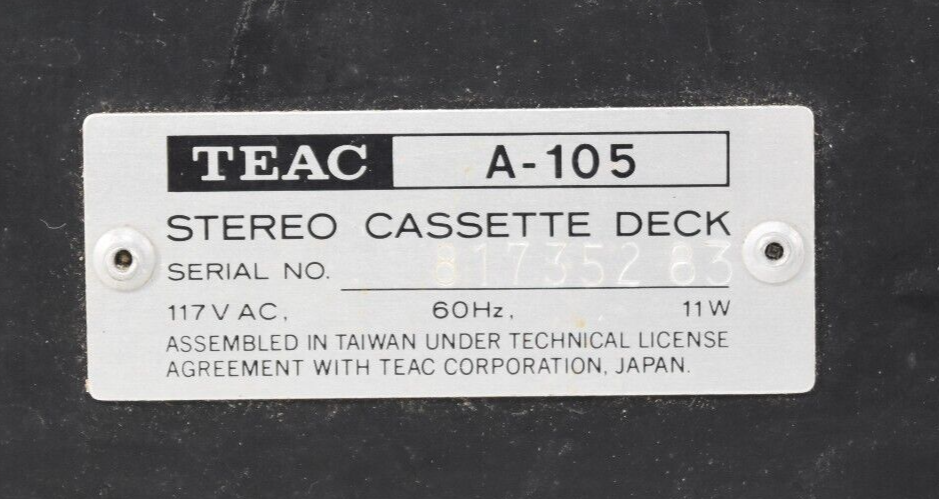 TEAC A-105 Vintage Cassette Deck *FOR PARTS* | eBay