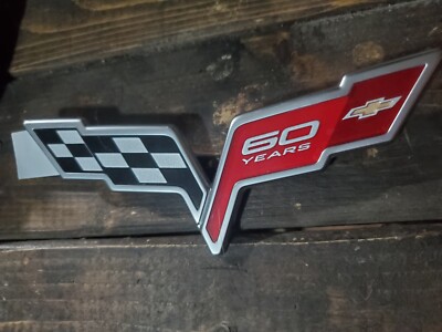 1Pc For Corvette C6 60 Years Cross Flags Emblem Badge | eBay